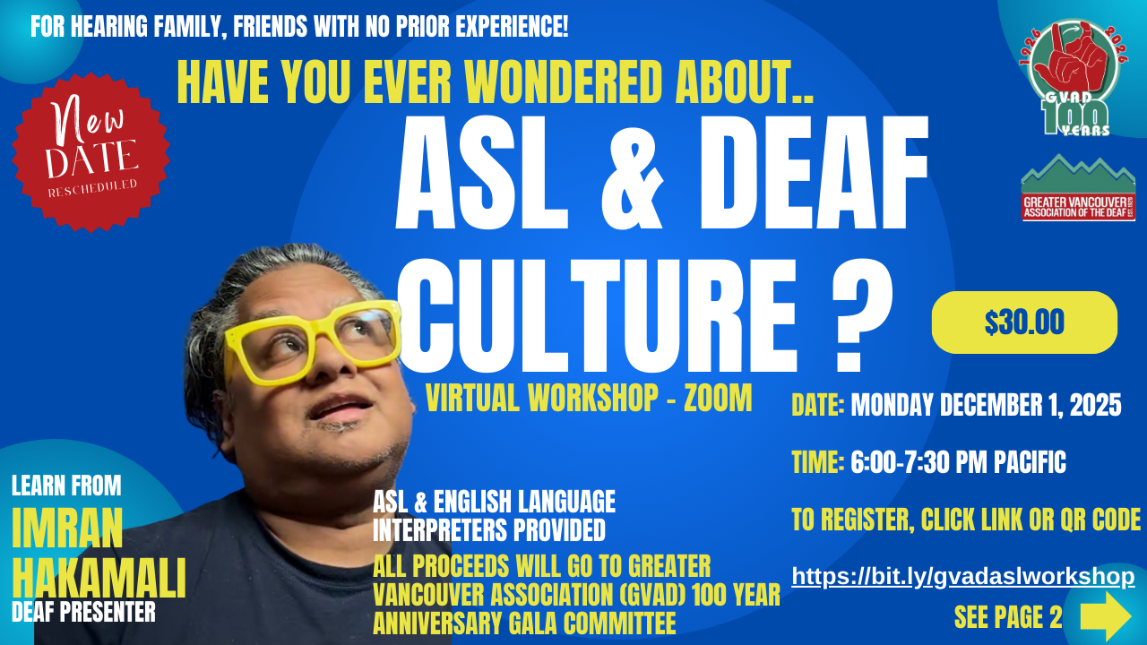 ASL & Deaf Culture virtual workshop | Greater Vancouver Association of ...